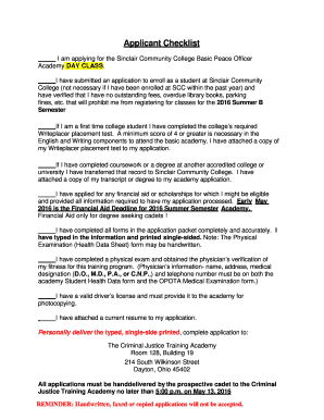 Fillable Online sinclair Basic Peace Officer Academy Fax Email Print ...