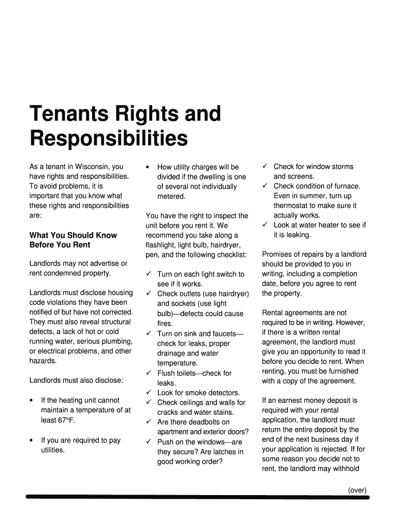 Fillable Online city milwaukee Tenants Rights and Fax Email Print ...
