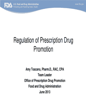Fillable Online fda Regulation of Prescription Drug Promotion PDF ...