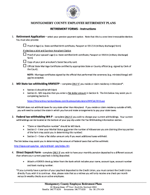 Fillable Online montgomerycountymd MONTGOMERY COUNTY EMPLOYEE RETIREMENT PLANS RETIREMENT FORMS ...