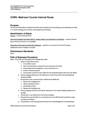 Fillable Online dhs iowa Core - mailroom courier internal route ...