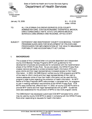 Fillable Online dhcs ca CCS Numbered Letter 01-0105 DEPENDENT AND ...