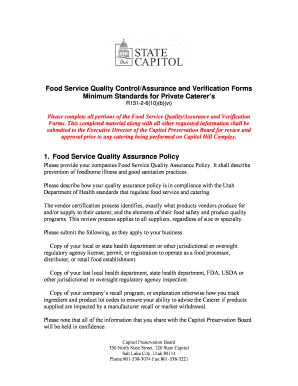 Fillable Online Food Service Quality ControlAssurance and Verification ...
