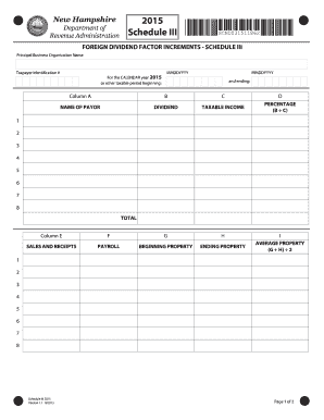Fillable Online revenue nh 2015 Schedule III - revenue nh Fax Email ...