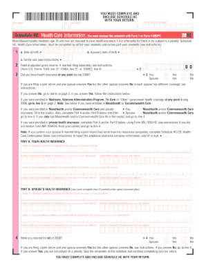 Fillable Online mass 2008 Schedule HC - Mass.Gov - mass Fax Email Print ...