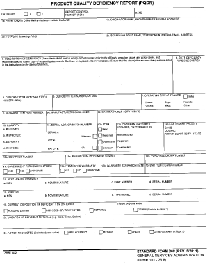 Fillable Online fs fed PQDR form 368 - fs fed Fax Email Print - pdfFiller