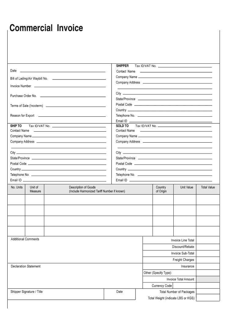 Commercial Invoice Fill And Sign Printable Template Online US Legal 