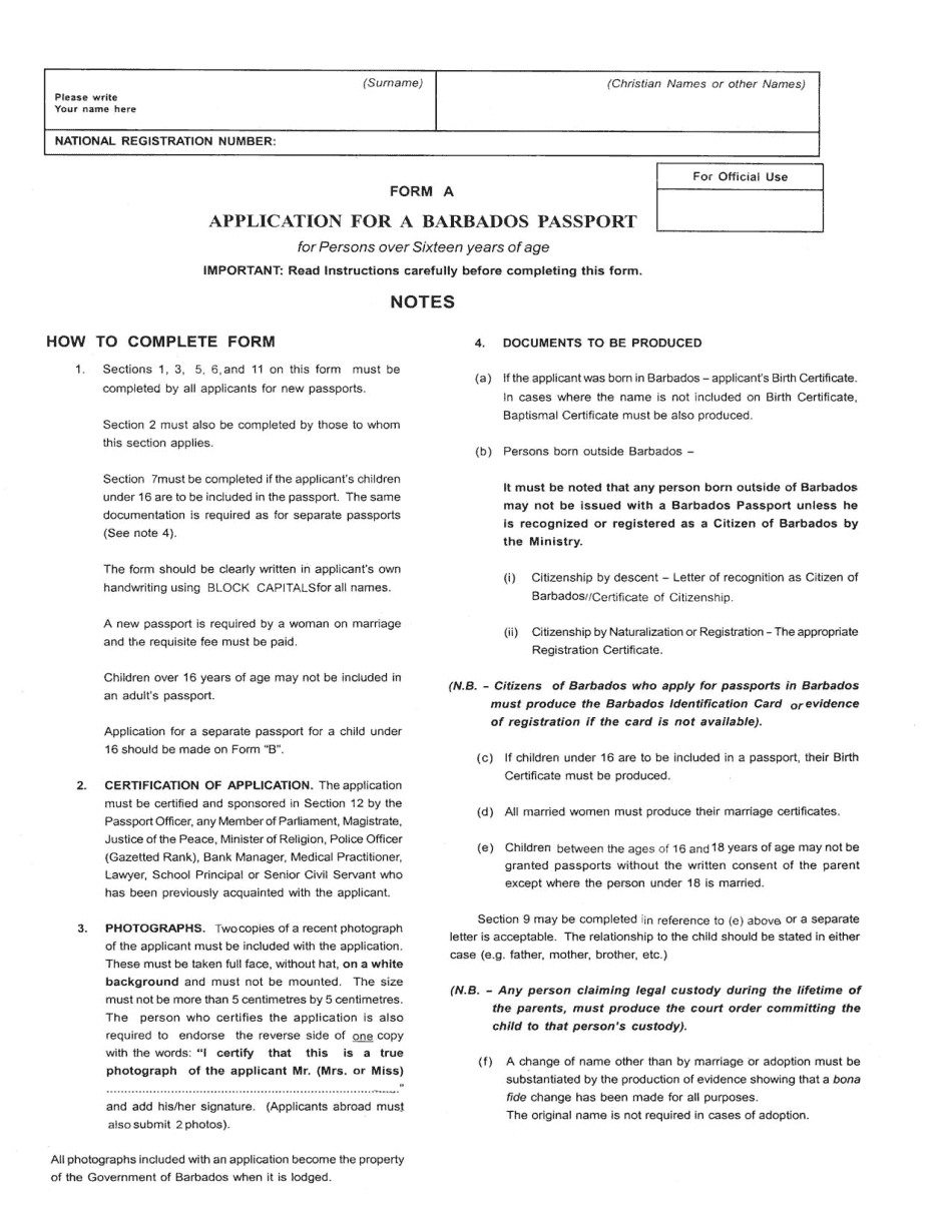 Print Fillable Passport Application Barbados PDF On Android