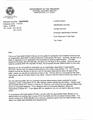 Fillable Online irs Final determination letter - irs Fax Email Print ...