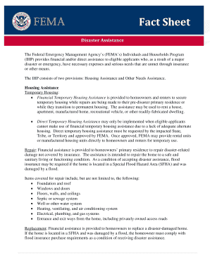 Fillable Online fema IHP Fact Sheet 2015 - fema Fax Email Print - pdfFiller