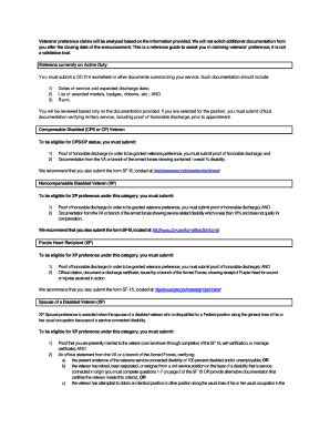 Fillable Online treasury Preference Eligible Veteran Guide - treasury Fax Email Print - pdfFiller