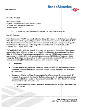 Fillable Online federalreserve Bank of America Comment Letter PDF ...