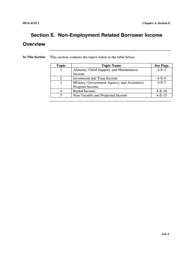 Fillable Online portal hud Section E Non-Employment Related Borrower ...