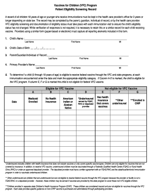 Fillable Online colorado VFC Program Patient Eligibility Screening ...