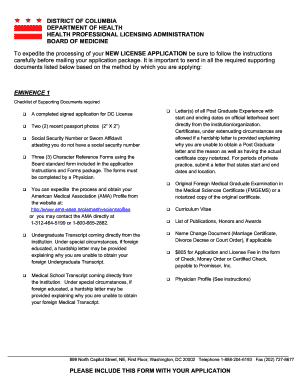 Fillable Online doh dc Board standard form included in the application ...