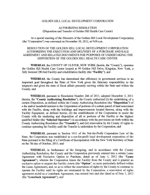 Fillable Online ulstercountyny Authorizing Resolution - ulstercountyny ...