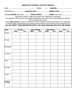 Fillable Online doe virginia Seven-Day Physical Activity Record 2 - doe ...