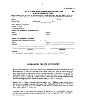 Fillable Online nj Student Transfer Card A-41 - nj Fax Email Print ...