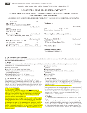 Fillable Online LEASE FOR A RENT STABILIZED APARTMENT Fax Email Print ...