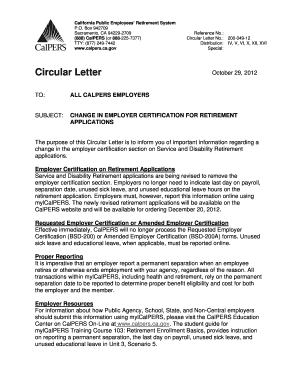 Fillable Online calpers ca Circular Letter 200-049-12 Change in ...