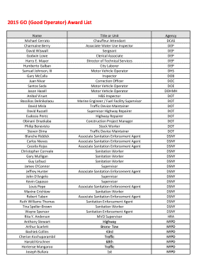 Fillable Online nyc 2015 GO Good Operator Award List - nyc Fax Email ...