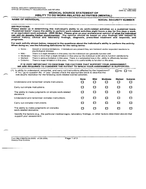 Fillable Online reginfo MEDICAL SOURCE STATEMENT OF - reginfo Fax Email ...