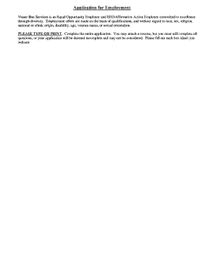 Fillable Online Visser Bus Services is an Equal Opportunity Employer and EEO/Affirmative Action ...