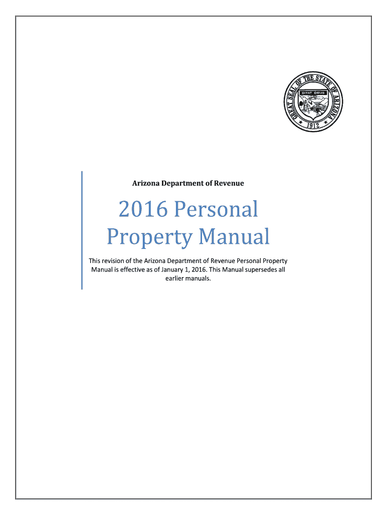 Fillable Online 2016 Personal Property Manual - azdor.gov Fax Email ...