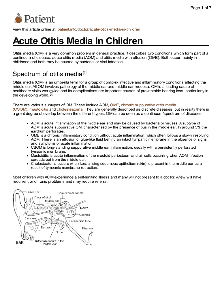 Fillable Online Acute Otitis Media In Children Fax Email Print - pdfFiller