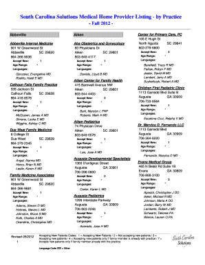 Fillable Online South Carolina Solutions Medical Home Provider - Sc ...