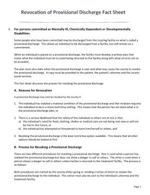 Fillable Online mn Revocation of Provisional Discharge Fact Sheet - mn ...