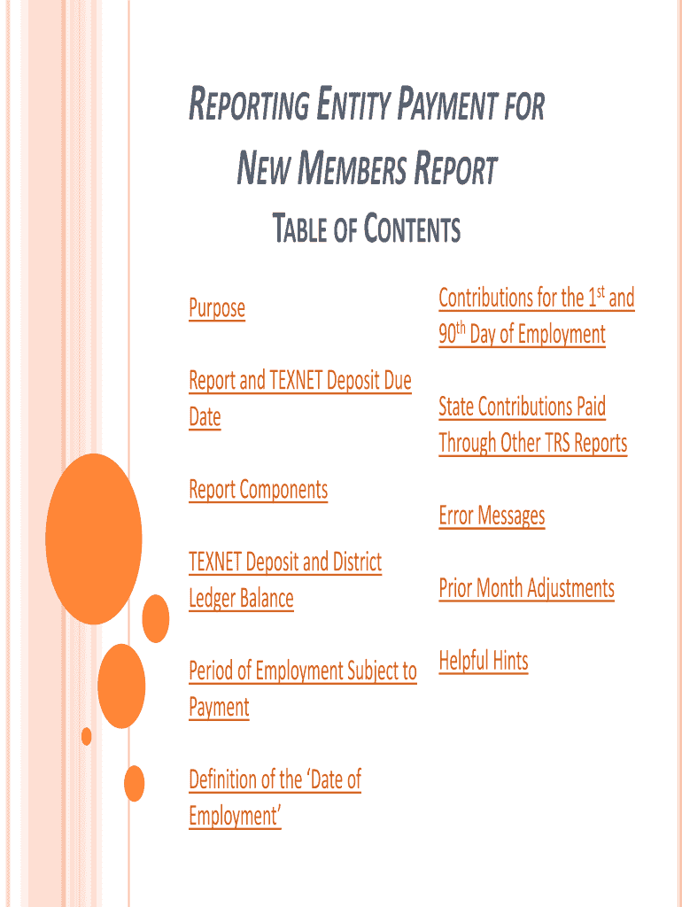 Fillable Online Reporting Entity Payment for New Members Report ...