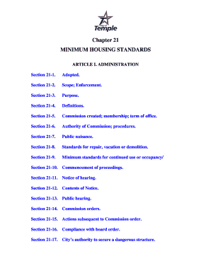 Fillable Online MINIMUM HOUSING STANDARDS Fax Email Print - pdfFiller