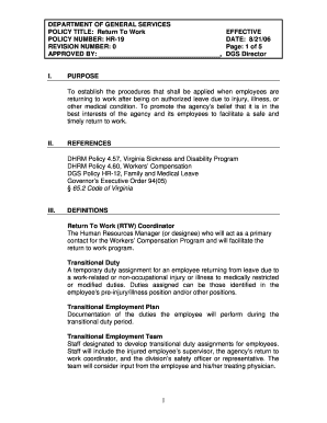 Fillable Online HR-19 Return To Workpdf Fax Email Print - pdfFiller