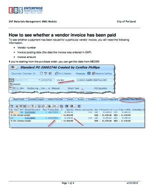 Fillable Online How to see whether a vendor invoice has been paid - The ...
