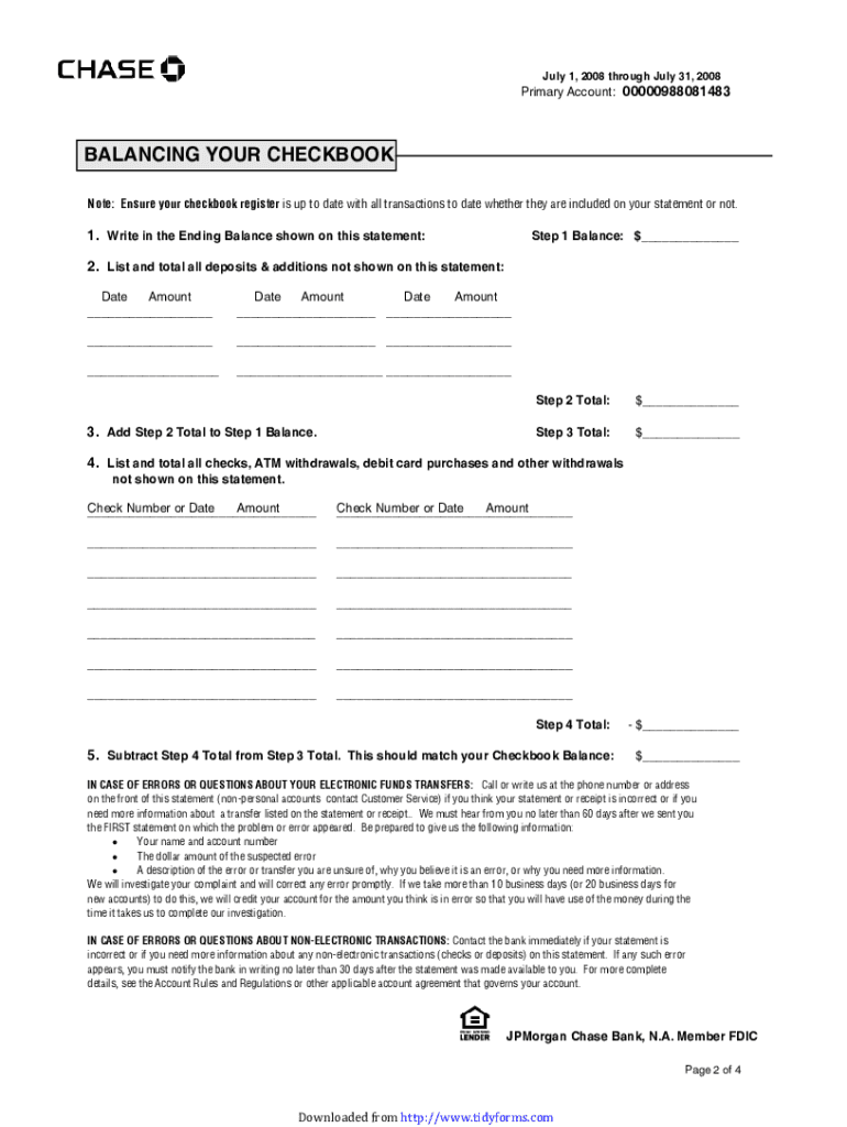 Fake Chase Bank Statement Template Free