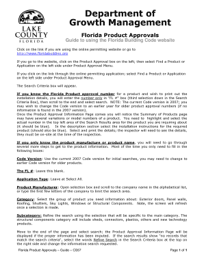 Fillable Online lakecountyfl Florida Product Approvals - Guide to using ...