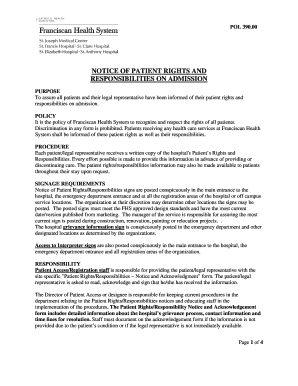 Fillable Online doh wa Patient Rights and Responsibilities Patient ...