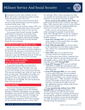 Fillable Online ssa Military Service And Social Security - ssa Fax ...