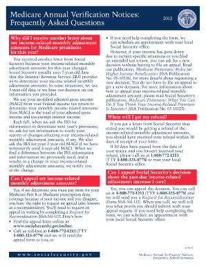 Fillable Online ssa Medicare Annual Verification Notices: Frequently ...
