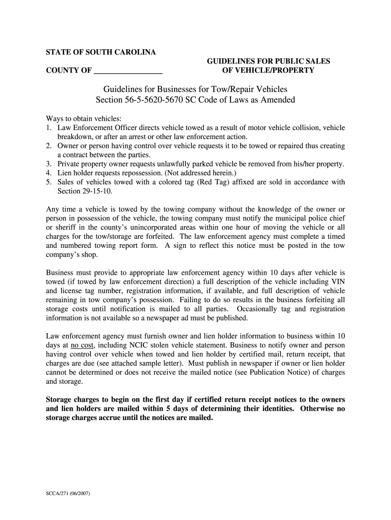 Guidelines For Businesses For Tow/Repair Vehicles Section 56-5 ...