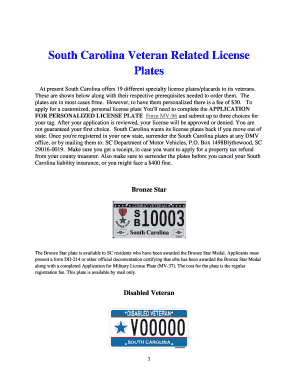 Fillable Online South Carolina Veteran Related License Plates ...