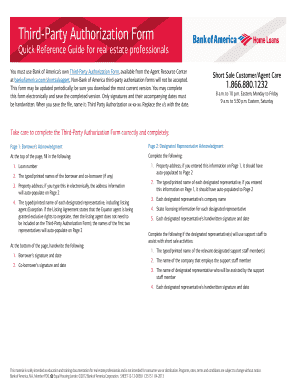 Fillable Online You must use Bank of America's own Third-Party Authorization Form, available ...