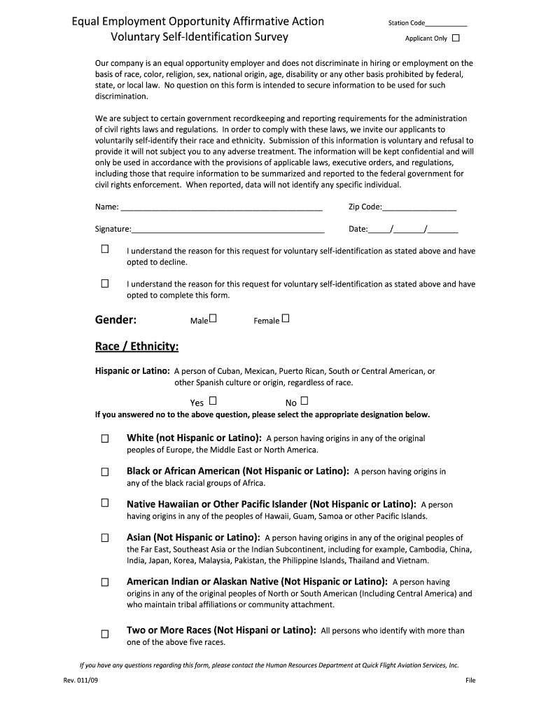 Fillable Online Equal Employment Opportunity Affirmative Action ... - QuickFlight Inc. Fax Email ...