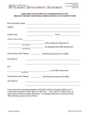 Fillable Online njsda NJSDA Substitution Request Form Revised 1-2010 ...