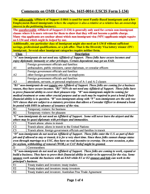 Fillable Online reginfo Fillable Comments on OMB Control No 1615-0014 USCIS Form I-134 Fax Email ...