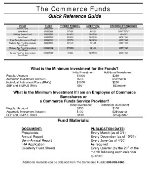 Fillable Online Quick Reference Guide The Commerce Funds Fax Email ...