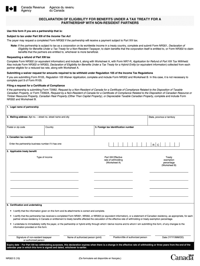 Fillable Online cra-arc gc nr302 form Fax Email Print - pdfFiller