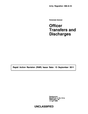 Fillable Online apd army Officer Transfers and Discharges - Army ...