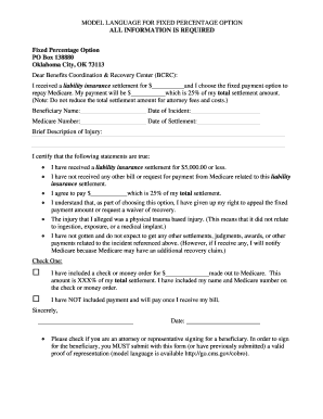 Fillable Online cms Fixed Percentage Election Model Language MSPRC ...